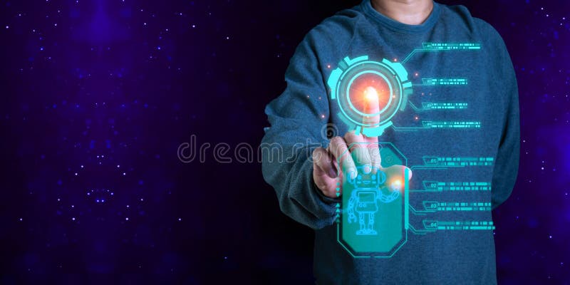 Man are Working and Bringing AI To Help Them Work on Computers Stock ...