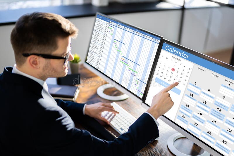 Man Working on Calendar Agenda Schedule Stock Photo - Image of list ...