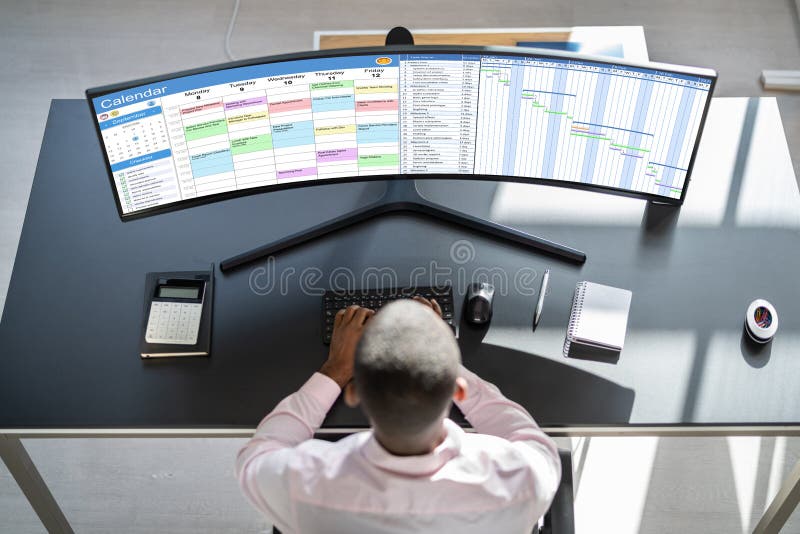Man Working on Calendar Agenda Schedule Stock Photo - Image of hands ...
