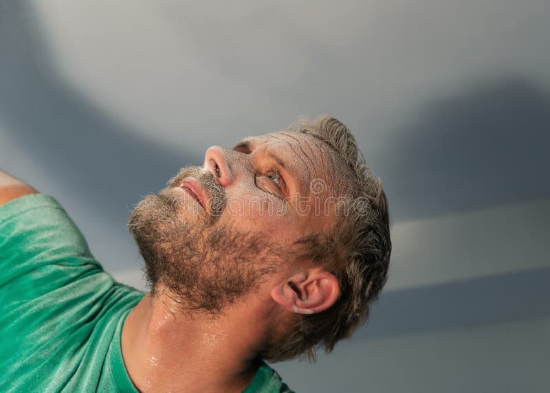 Man is working at ceiling stock image. Image of home - 200422743