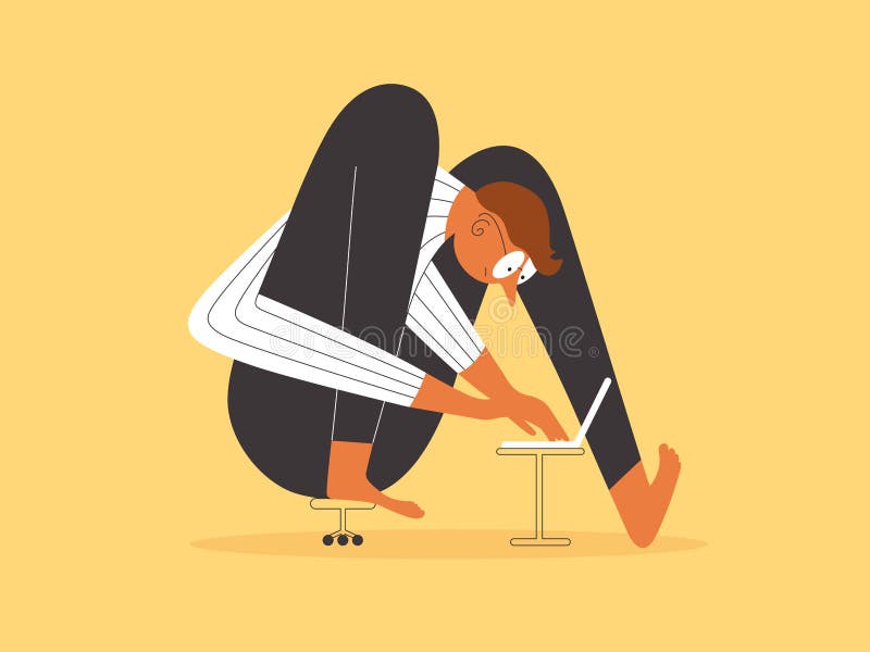 Vector Illustration of Male Character Working or Chatting Online by ...