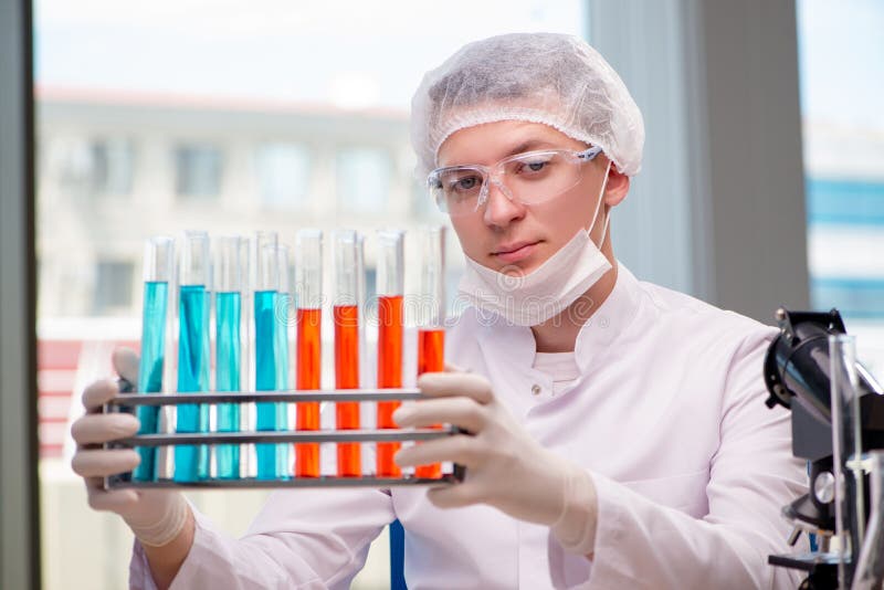 The Man Working in the Chemical Lab on Science Project Stock Photo ...