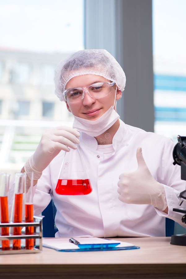 The Man Working in the Chemical Lab on Science Project Stock Photo ...