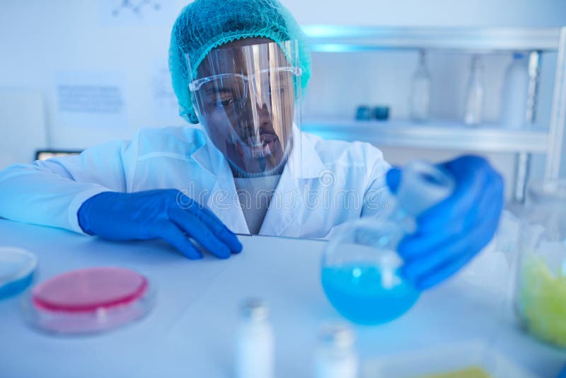 Man Working with Chemicals at Lab Stock Photo - Image of analyzing ...