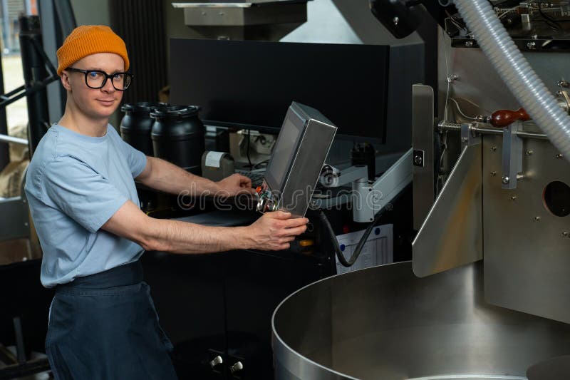 Modern Coffee Roasting Factory, Process of Creating Coffee. Stock Image ...