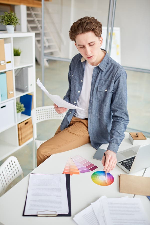 Man Working with Color Sample Stock Photo - Image of choice, business ...