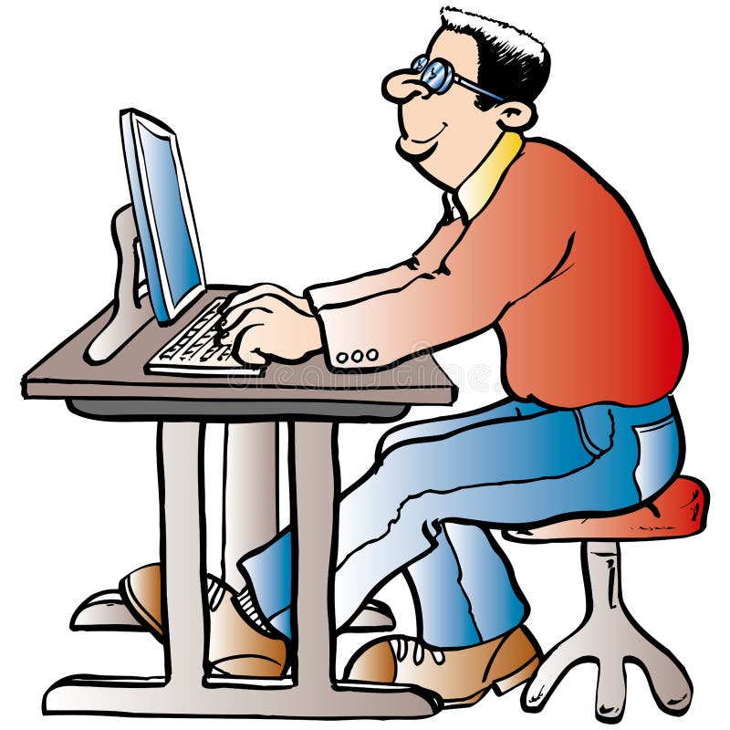 Working Man Computer Stock Illustrations – 46,734 Working Man Computer ...