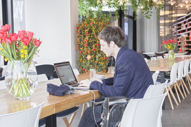 A man editorial photography. Image of coffee, work, computer - 85148287
