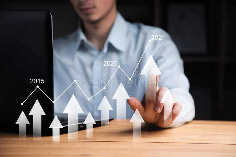 Man Working in Computer with Growth Stock Photo - Image of growth, work ...