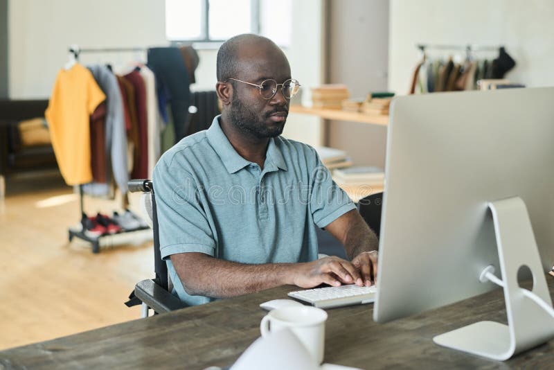 Man Working on Computer at Home Stock Image - Image of young, typing ...