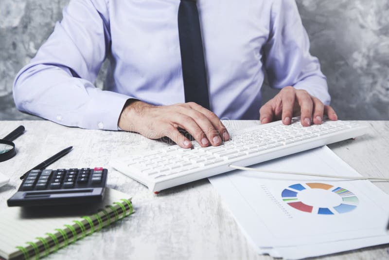 Man Working in Computer Keyboard Stock Photo - Image of internet, busy ...
