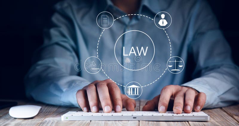 Man Working Computer with LAW Stock Image - Image of lawyer, system ...