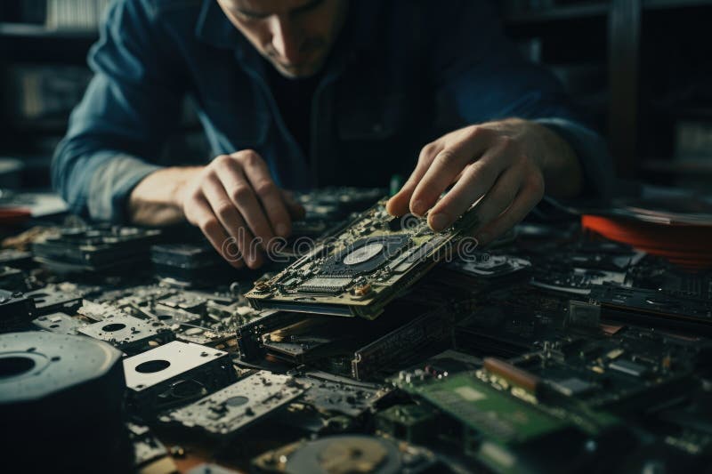 Man Working on Computer Motherboard Stock Illustration - Illustration ...
