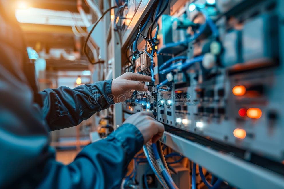 Man is Working on a Computer Network Stock Image - Image of jacket ...