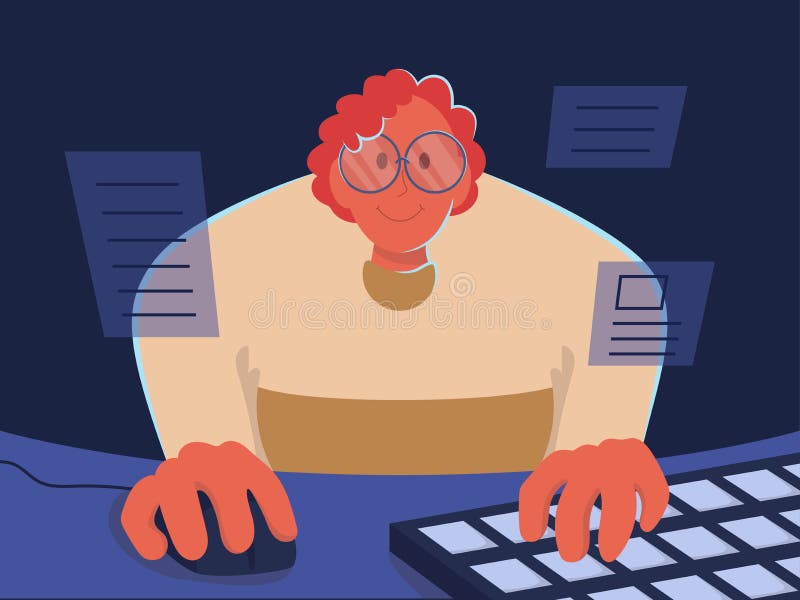 Man Is Working With Computer Programmer Coding A New Project Vector 8098