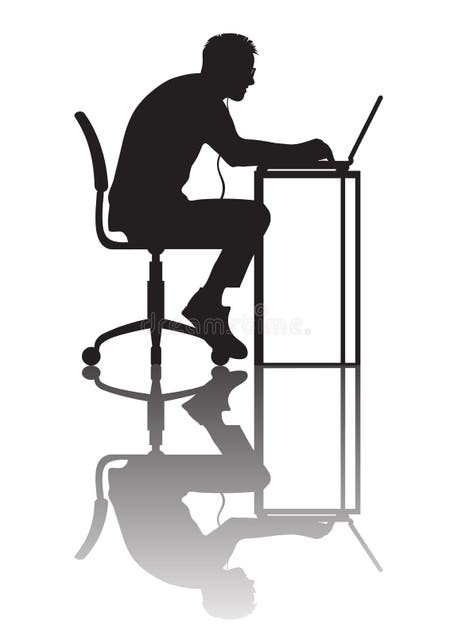 Computer Person Silhouette Stock Illustrations – 28,801 Computer Person ...