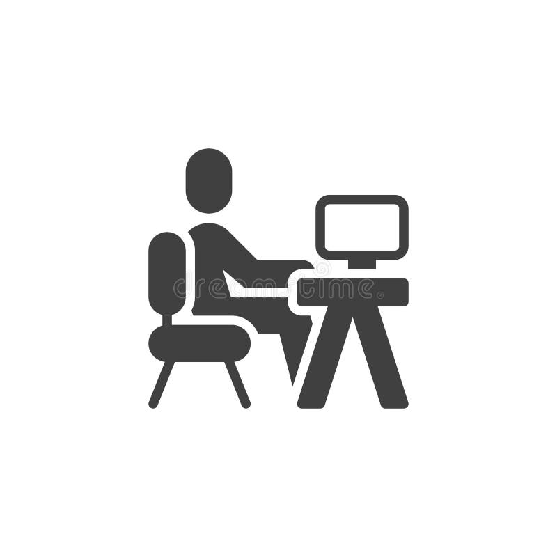 Man Working on Computer Vector Icon Stock Vector - Illustration of ...