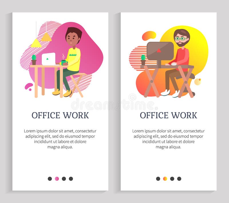Office Work, Man Using Computer, Worker Vector Stock Vector ...
