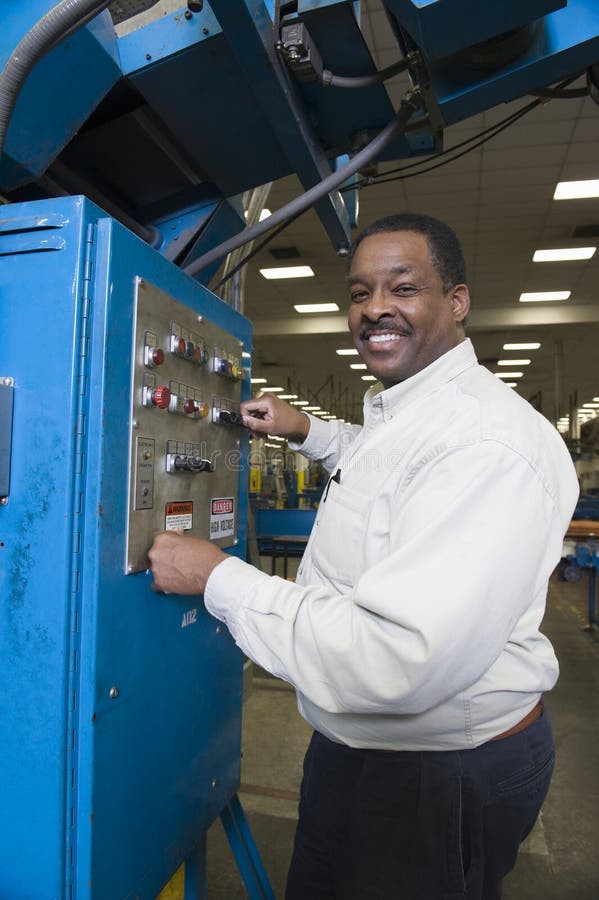 Man Working On Newspaper Production Line Stock Image - Image of ...