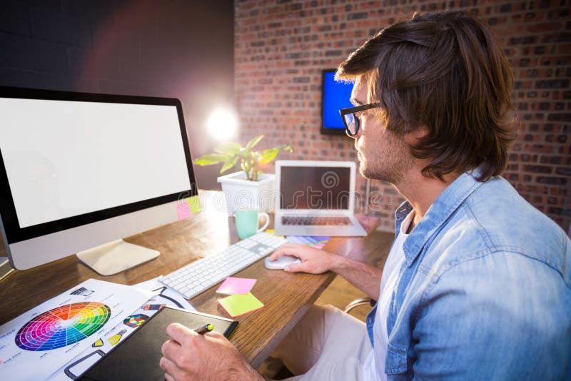 Man Working in Creative Office Stock Photo - Image of designer, colour ...