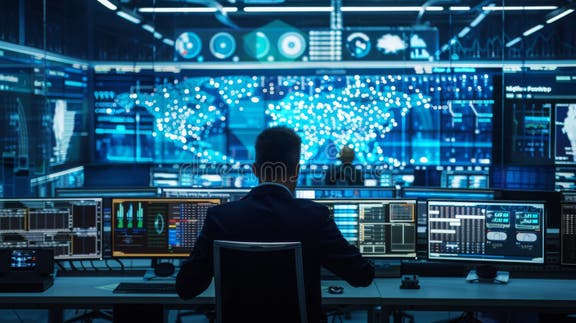 Man Working in a Data Center Stock Photo - Image of industry, modern ...