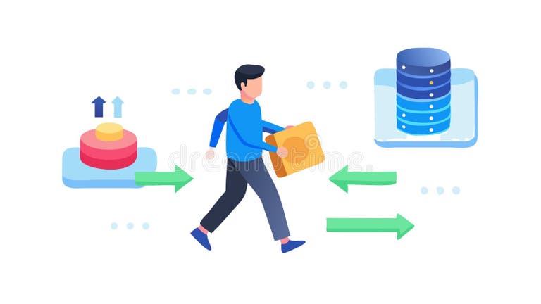 Man Working on Data Flow, Information Management and Process Automation ...