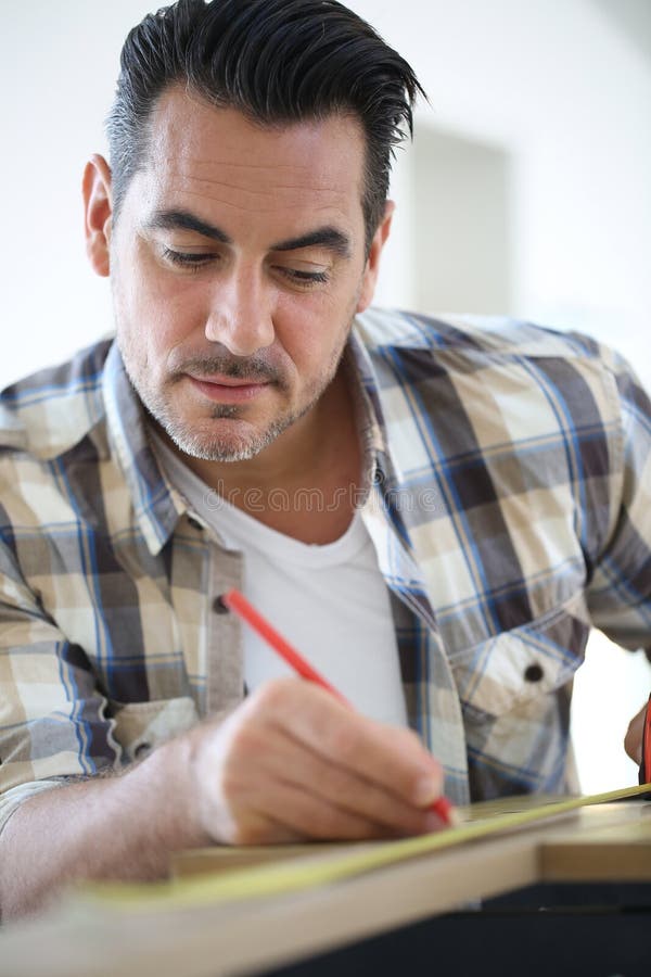 Man Working on Diy Projects at Home Stock Image - Image of projects ...