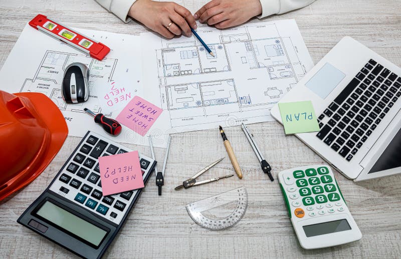 A Man Working on a Drawing To Create His Home with Professional Design ...