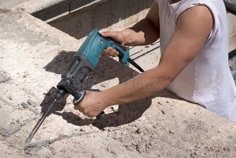 Man Working With Electric Hammer Stock Image - Image of industry ...