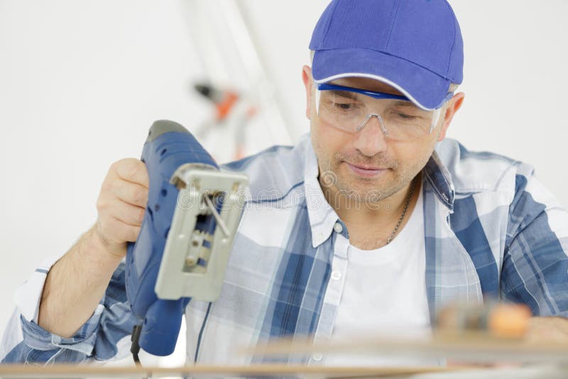 Man Working with Electric Planer Stock Photo - Image of design, class ...