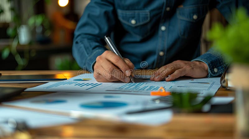 Man Working with Financial Data in Office. Business and Accounting ...