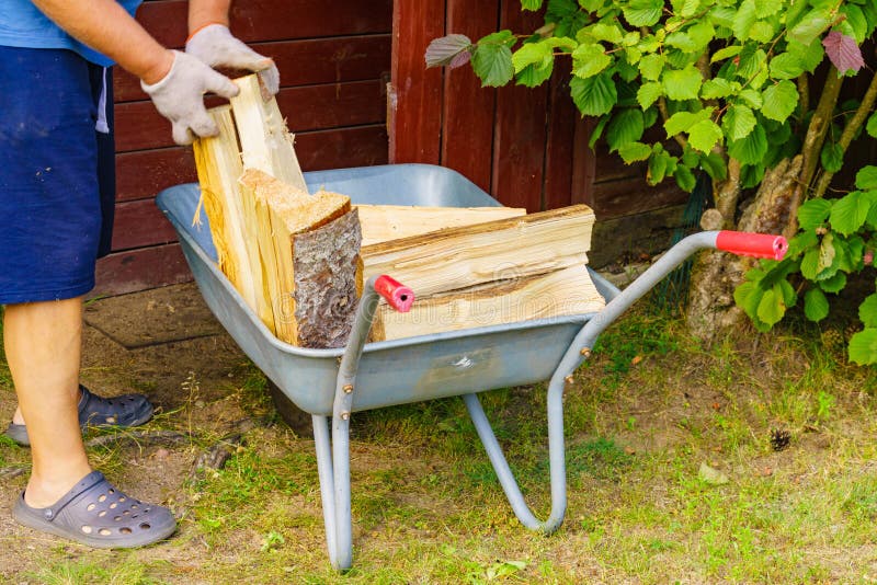 Man working with firewood stock image. Image of wood - 283028681