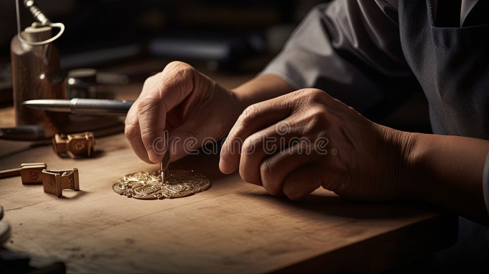 Man Working on Gold Coins stock photo. Image of metal - 306428662