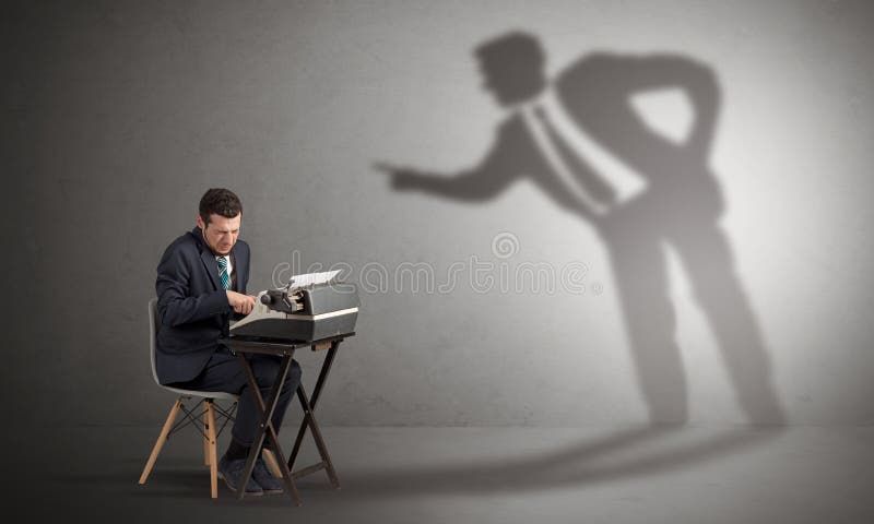 Man Working Hard and Shadow Arguing with Him Stock Photo - Image of ...