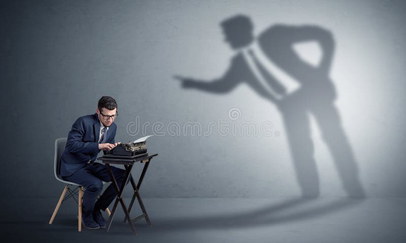Man Working Hard and Shadow Arguing with Him Stock Image - Image of ...