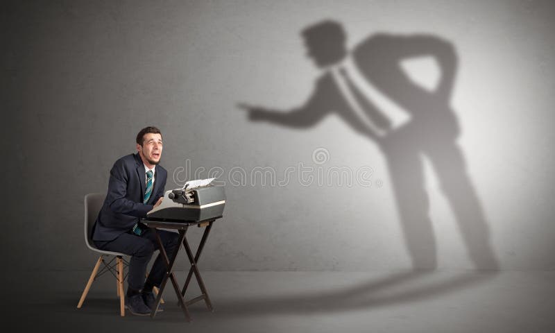 Man Working Hard and Shadow Arguing with Him Stock Photo - Image of ...