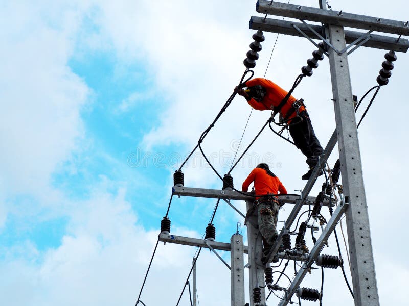 Man Working on the Working at Height Stock Photo - Image of high ...