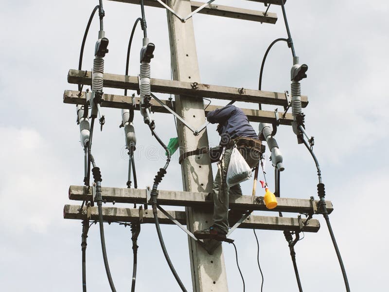 Man Working on the Working at Height Stock Photo - Image of city ...