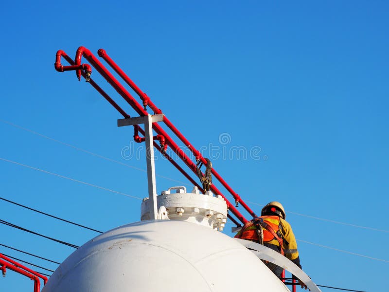 Man Working on the Working at Height Stock Image - Image of outdoor ...