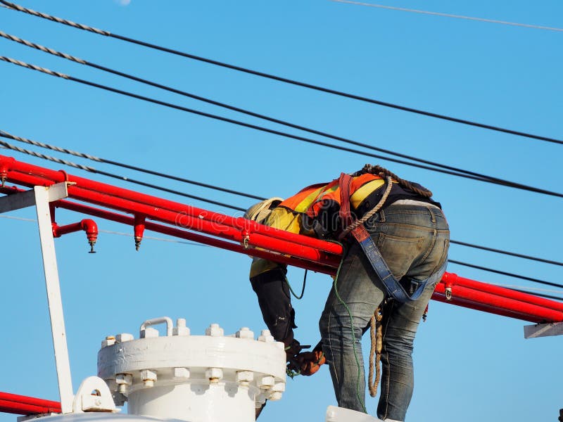 Man Working on the Working at Height Stock Image - Image of male ...