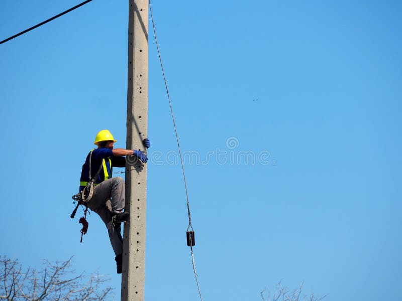 Man Working on the Working at Height Stock Photo - Image of building ...