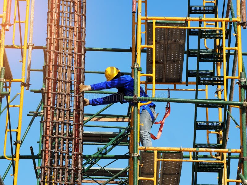 Man Working on the Working at Height. Professional Industrial Climber ...