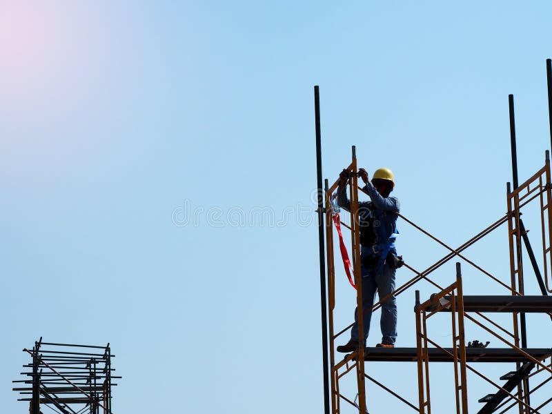 Man Working on the Working at Height on Construction Stock Image ...