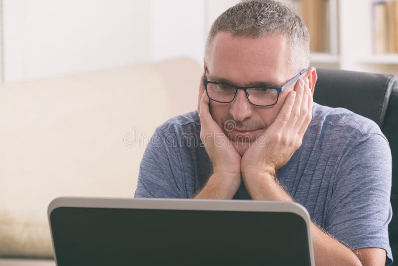 Man Working at Home on the Computer Stock Image - Image of entrepreneur ...