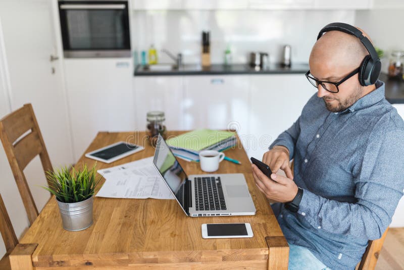 Man Working from Home during the Coronavirus Pandemic Stock Photo ...