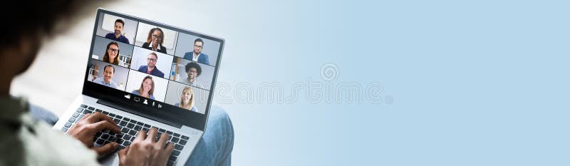 Home Online Group Videoconference Stock Photo - Image of diverse ...