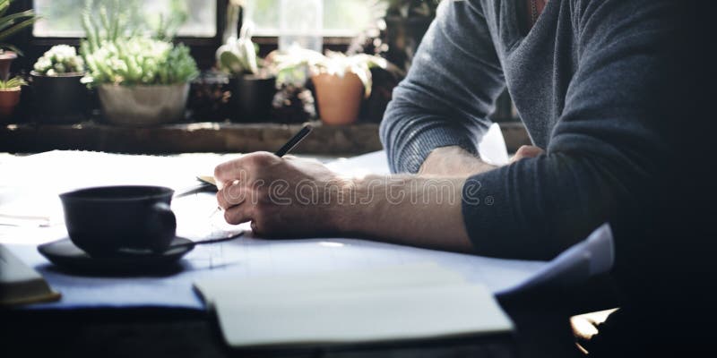 Man Working Home Office Start Up Ideas Concept Stock Photo - Image of ...