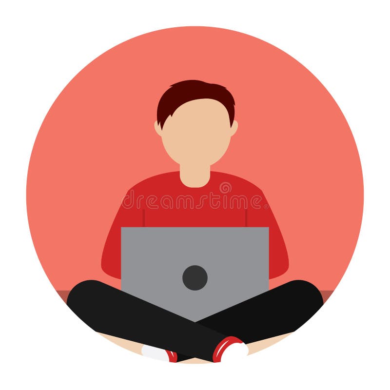 Man working in home stock vector. Illustration of online - 193318235