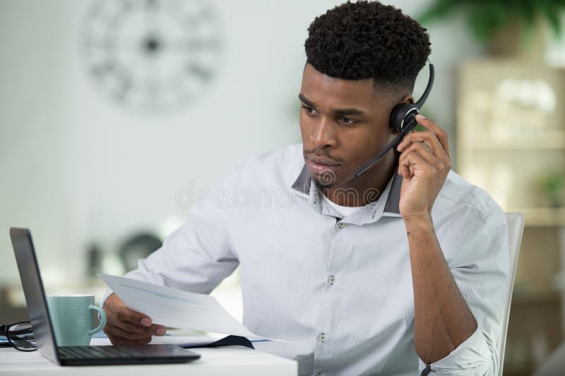 Man Working from Home through Social Media Stock Image - Image of ...