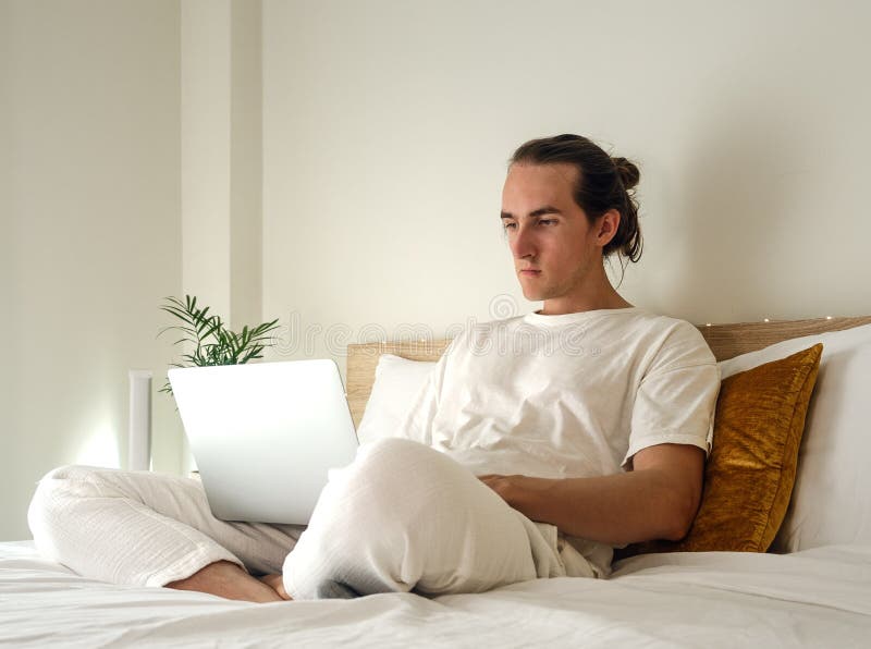 Man working from home stock photo. Image of white, remote - 257457730